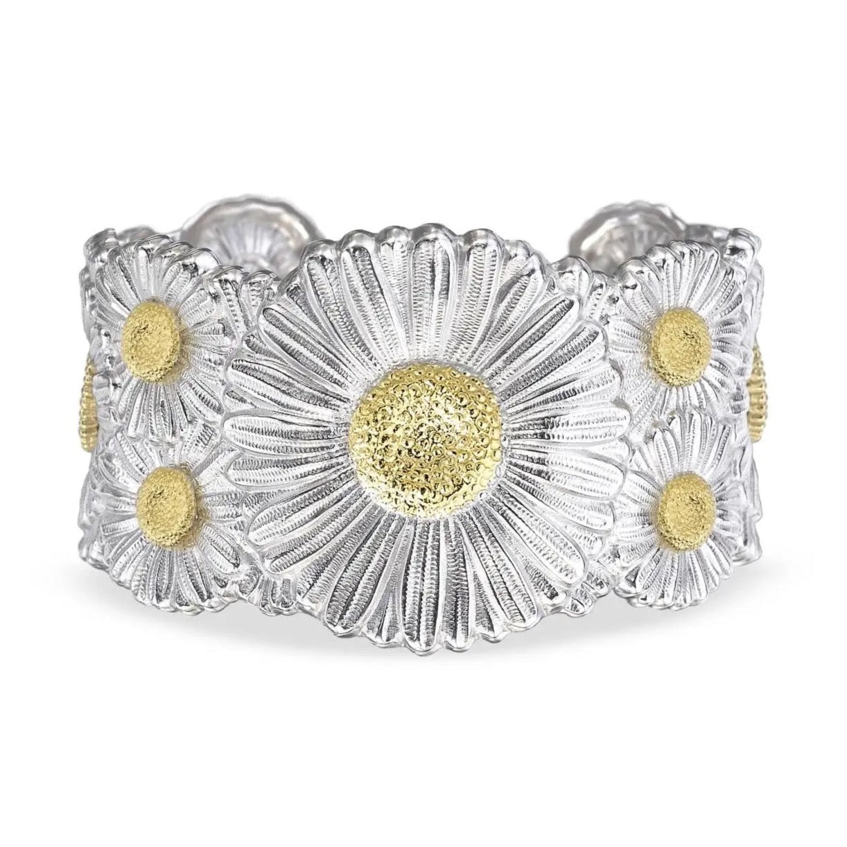 Buccellati - Blossoms Daisy - Cuff Bracelet, Sterling Silver with Gold ...