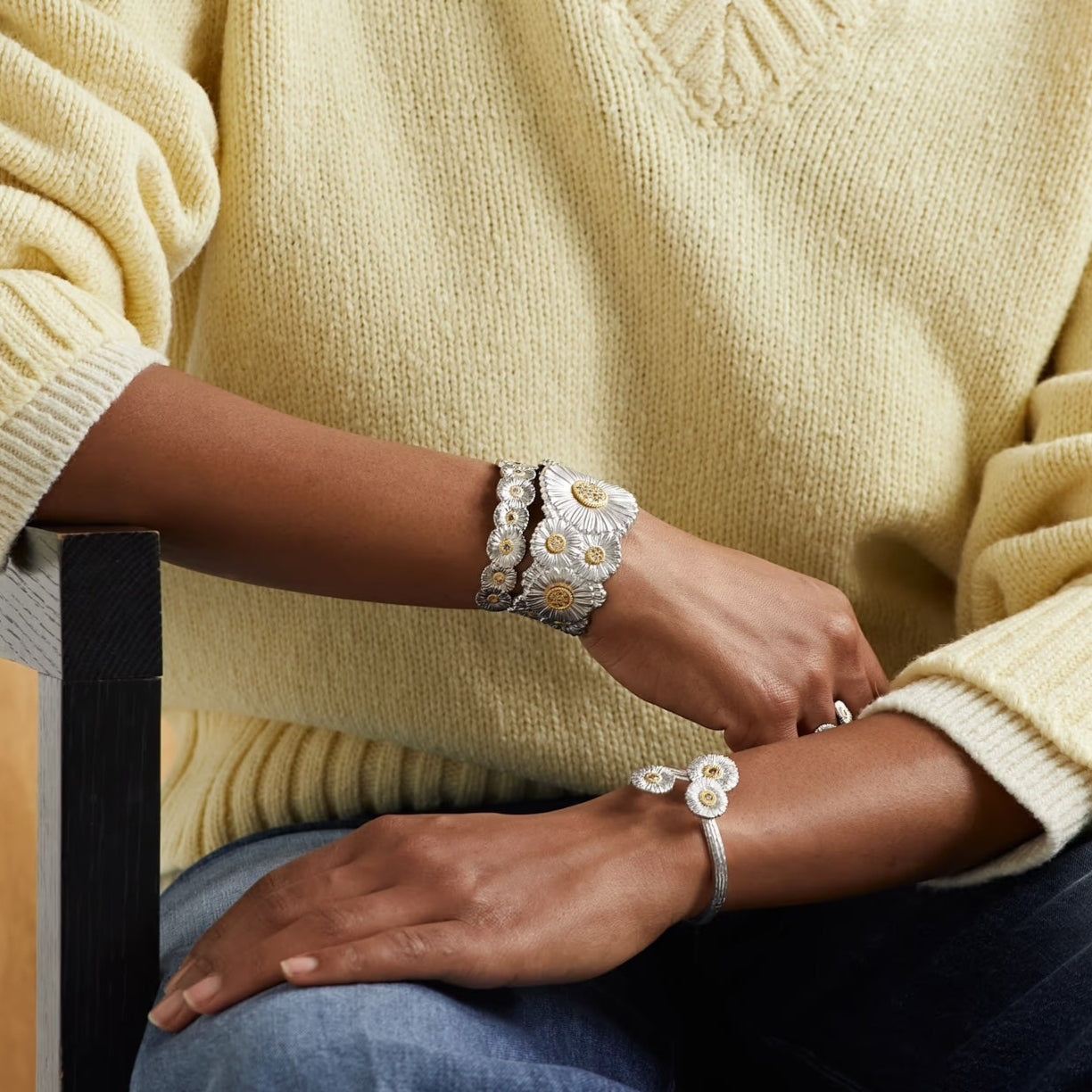 Buccellati - Blossoms Daisy - Cuff Bracelet, Sterling Silver with Gold ...