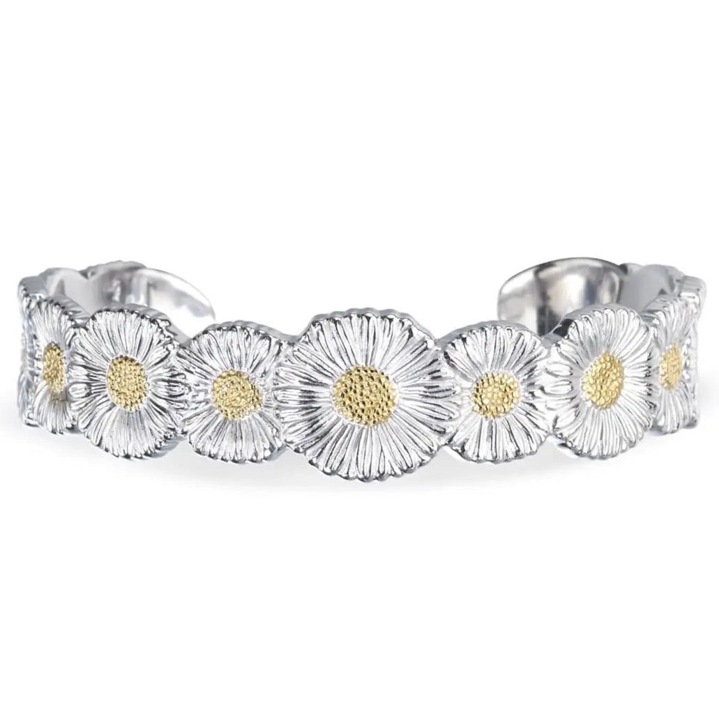 Buccellati - Blossoms Daisy - Narrow Cuff Bracelet Sterling Silver wit ...