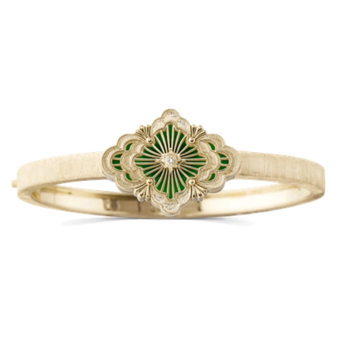 Buccellati - Opera Tulle - Bangle Bracelet with Green Enamel, 18k Yell ...