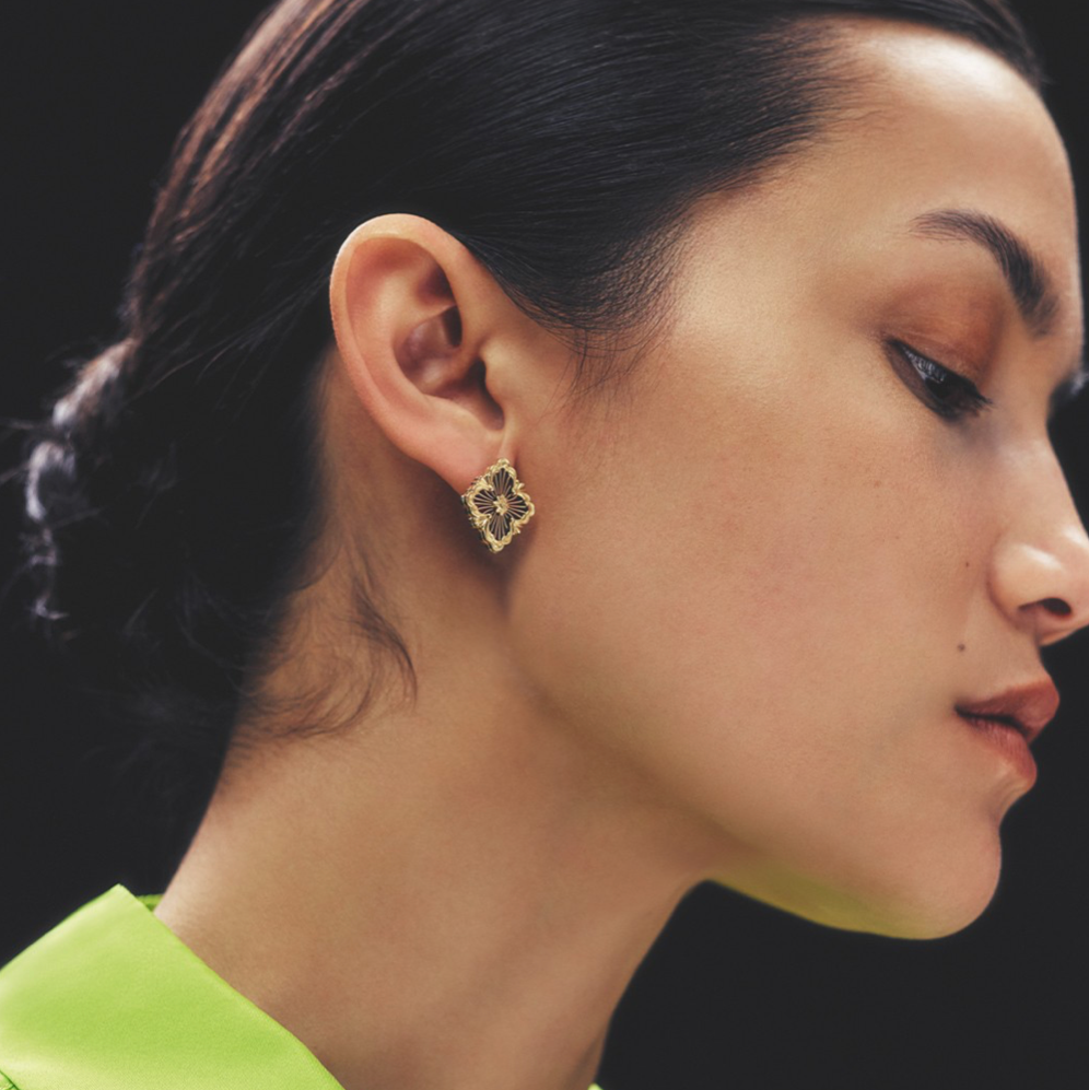 Buccellati - Opera Tulle - Button Earrings with Black Onyx, 18k Yellow ...