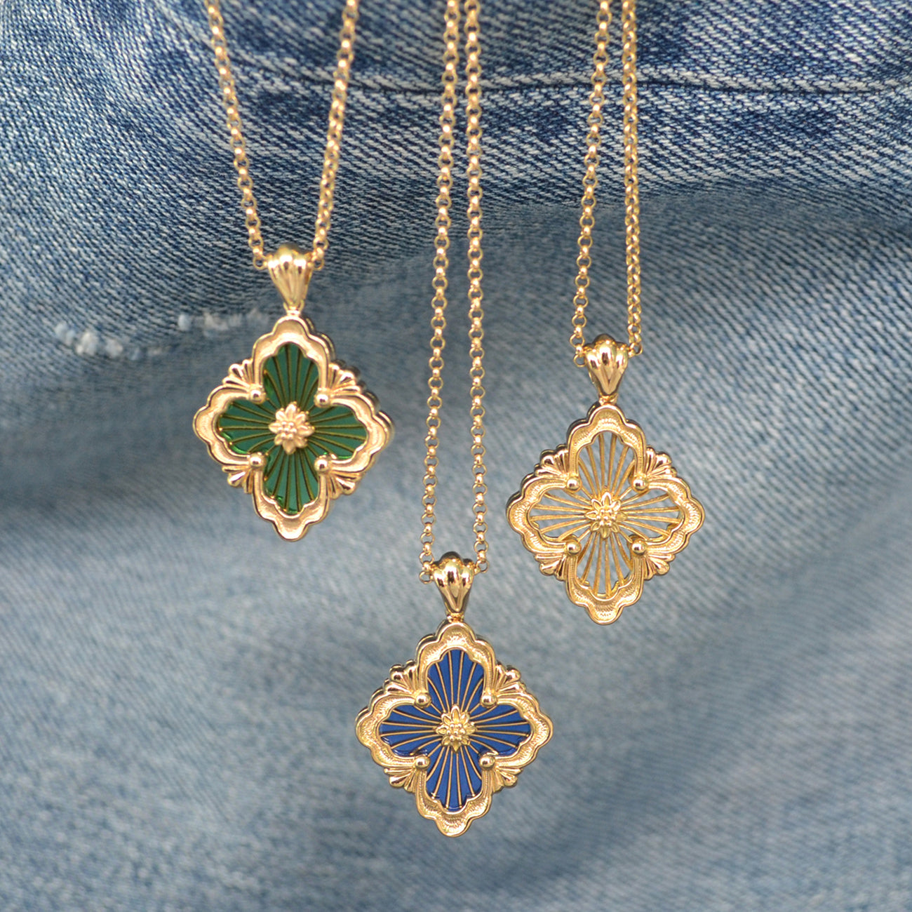 Buccellati - Opera Tulle - Pendant Necklace with Cathedral Green Ename ...
