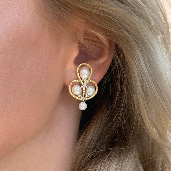 Buccellati - Rete Con Perle - Drop Earrings with Biwa Pearls, 18k Whit ...