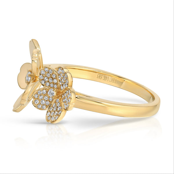 EF Collection - Diamond and Gold Double Cherry Blossom Ring, Yellow Go ...