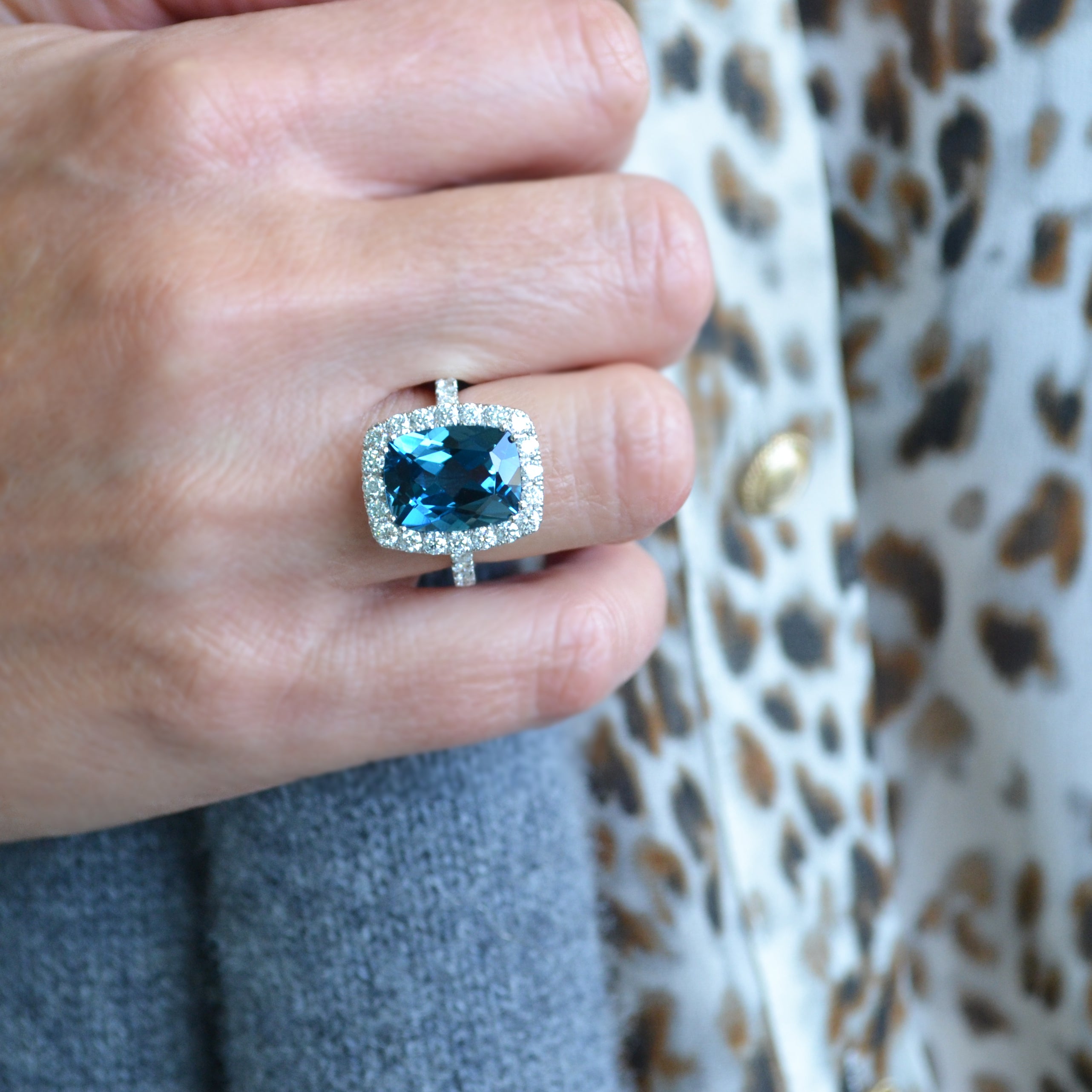 A & Furst - Dynamite - Cocktail Ring with London Blue Topaz and Diamon ...