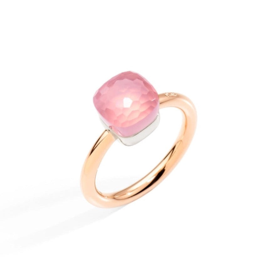 Pomellato - Nudo Petit - Ring with Rose Quartz, 18k Rose and White Gol ...